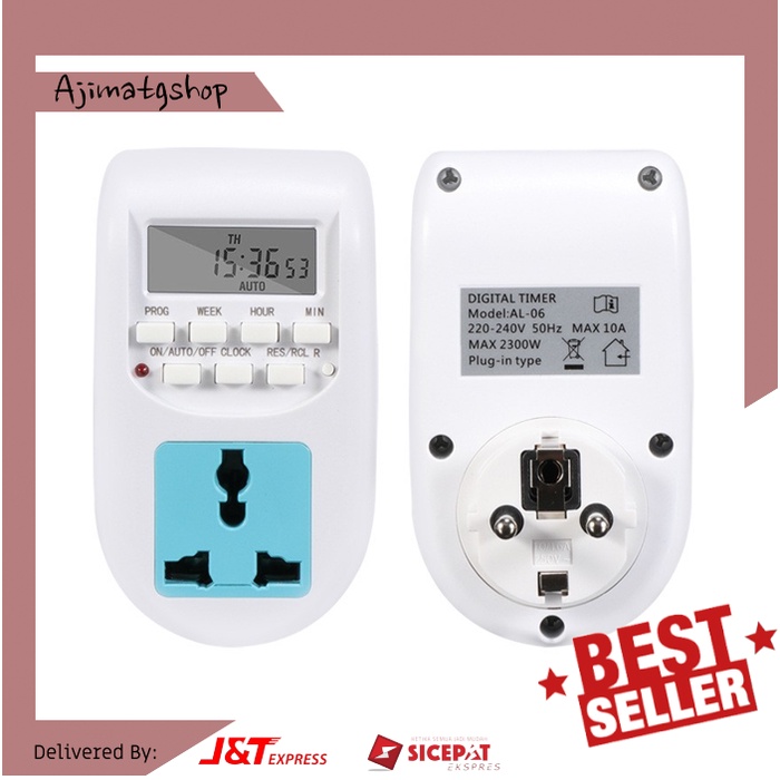 Jual PROGRAMMABLE DIGITAL TIMER SWITCH WEEKLY STOP KONTAK MINGGU 16 PROGRAM ON OFF AL-06 AL 06 ...