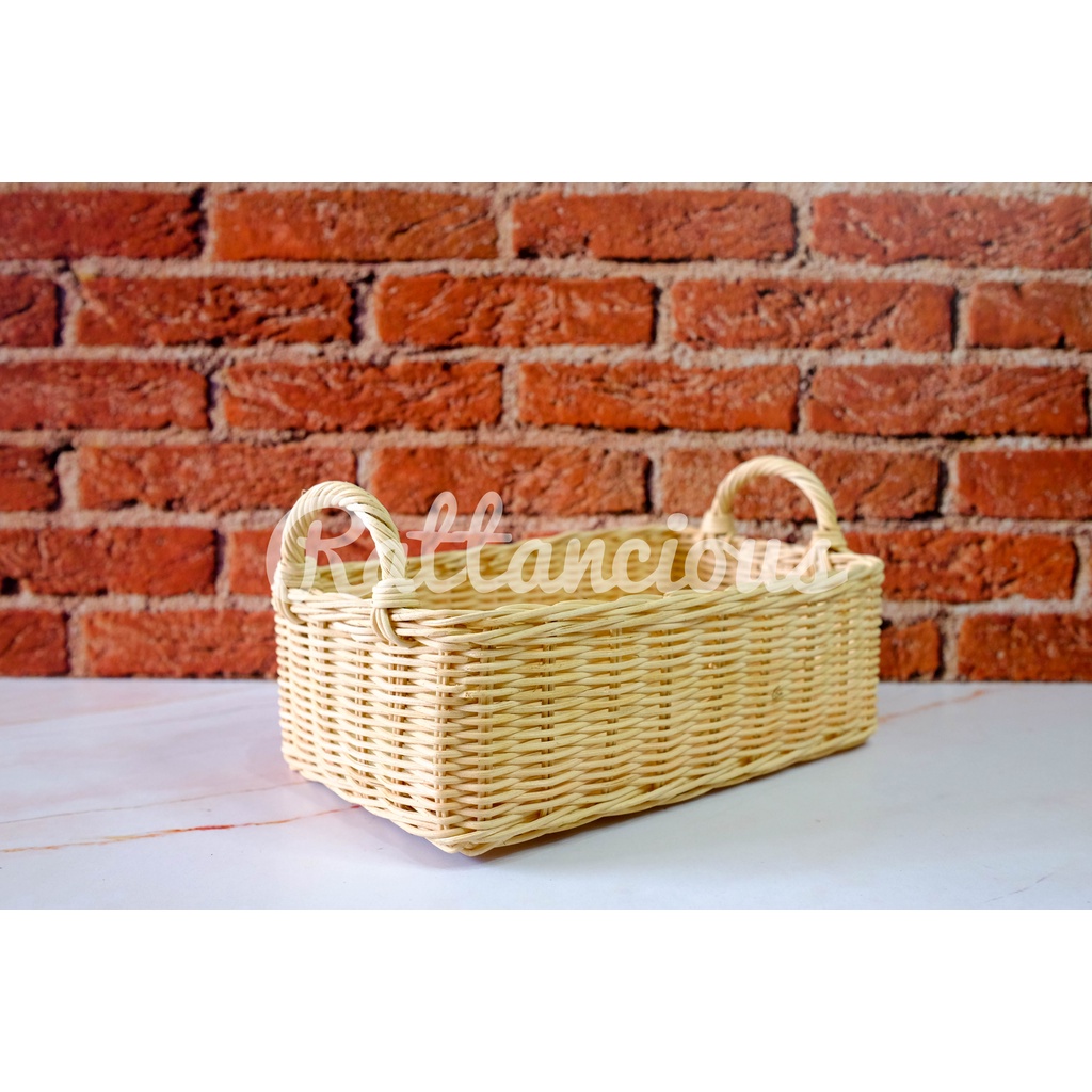 Jual Keranjang Rotan Kotak Hampers Handle 26x16x9 cm Natural | Shopee ...