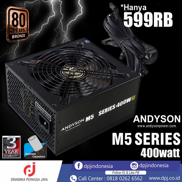 Jual PSU ANDYSON M5 SERIES 400W - 400Watt - 80PLUS BRONZE | Shopee ...