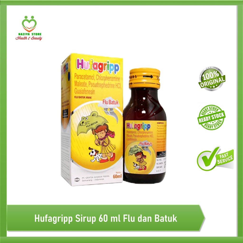 Jual HUFAGRIPP Kuning Hufagrip Flu Batuk 60 ml Obat Flu dan Batuk Anak ...