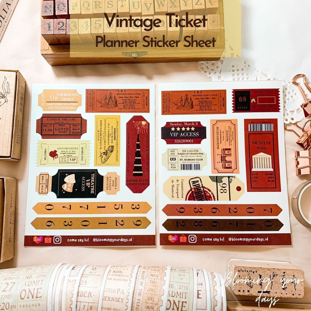 Jual aesthetic sticker stiker estetik vintage ticket tiket sticker ...