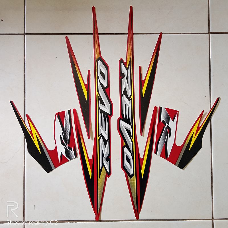 Jual stiker striping motor honda REVO R 2007 merah | Shopee Indonesia
