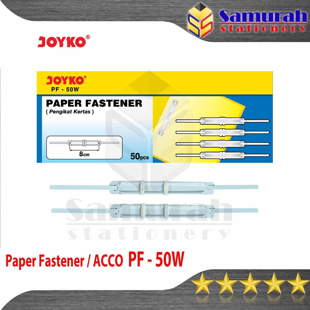 Jual Paper Fastener Joyko PF 50 W / Acco Plastik Putih untuk Snel Pengikat Map Kertas / Penjepit ...