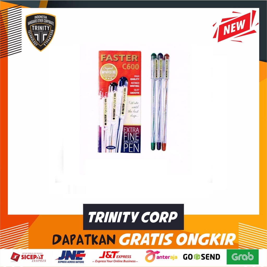 Jual PULPEN FASTER TIPE C600 BALLPOINT PEN EXTRA FINE MODEL C600 BOLPEN ...