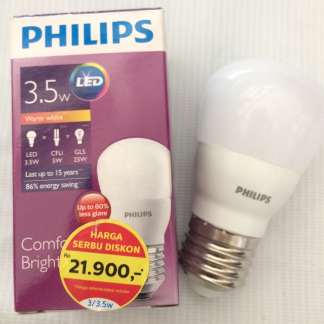 Jual PHILIPS LED BULB 3W 3 W WATT KECIL MINI KUNING PUTIH | Shopee Indonesia