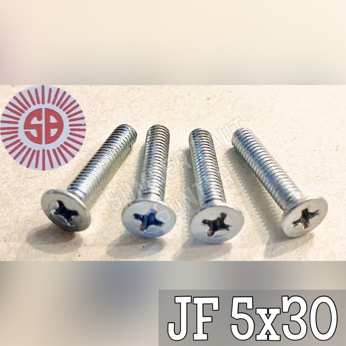 Jual JF 5x30 Baut Kepala Obeng + Rata Flat Head Galvanis | Shopee Indonesia
