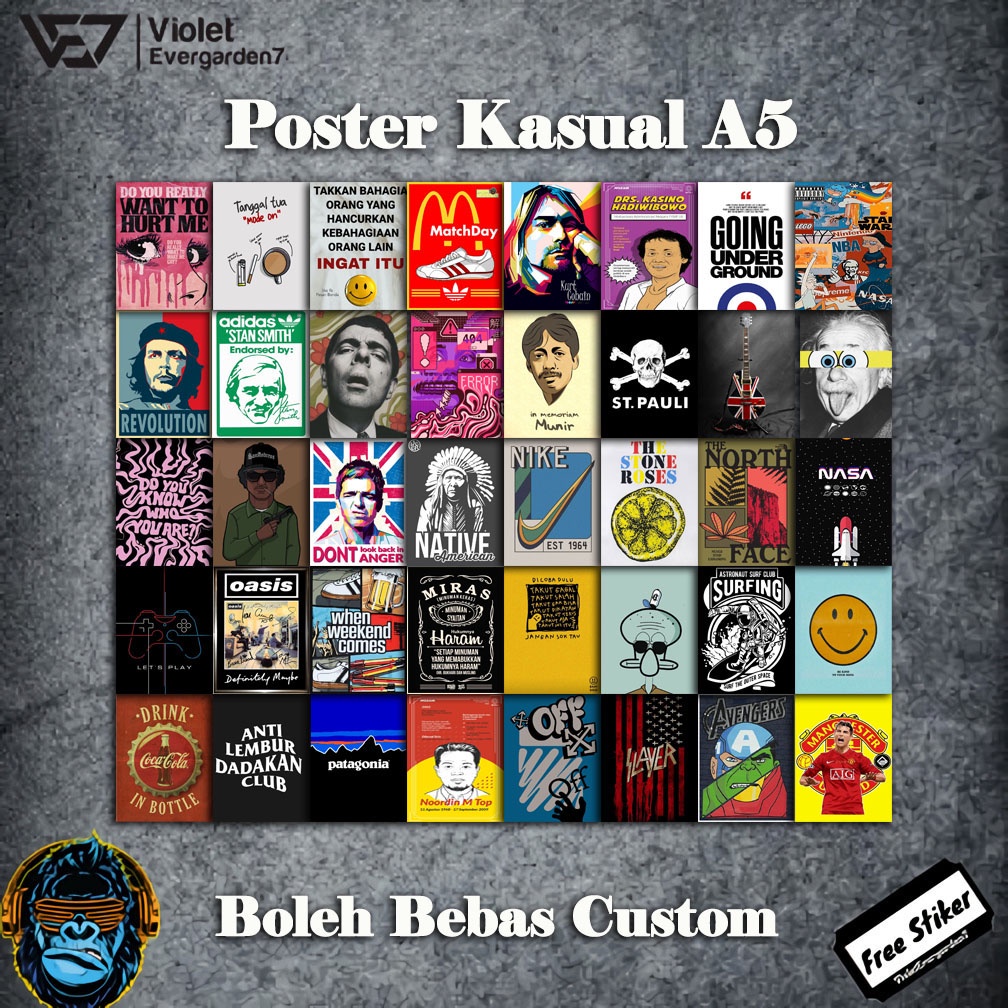 Jual POSTER RETRO KASUAL / HIASAN DINDING TREN DAN KEKINIAN / HARGA ...