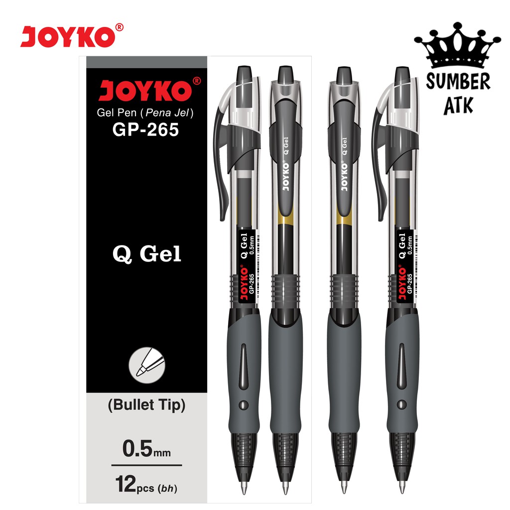 Jual Gel Pen Joyko GP-265 Black / Blue / Red Q 1 Lusin / 1 Box / 12 PCS Gel 0.5 mm Pulpen Pena ...