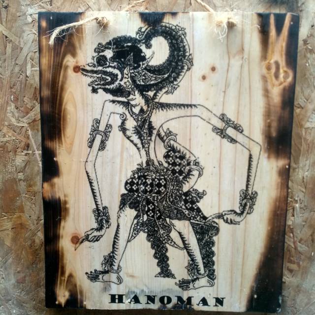 Jual Lukisan Kayu Wayang Kulit Hanoman Jatibelanda Bakar Jadul dan Unik ...