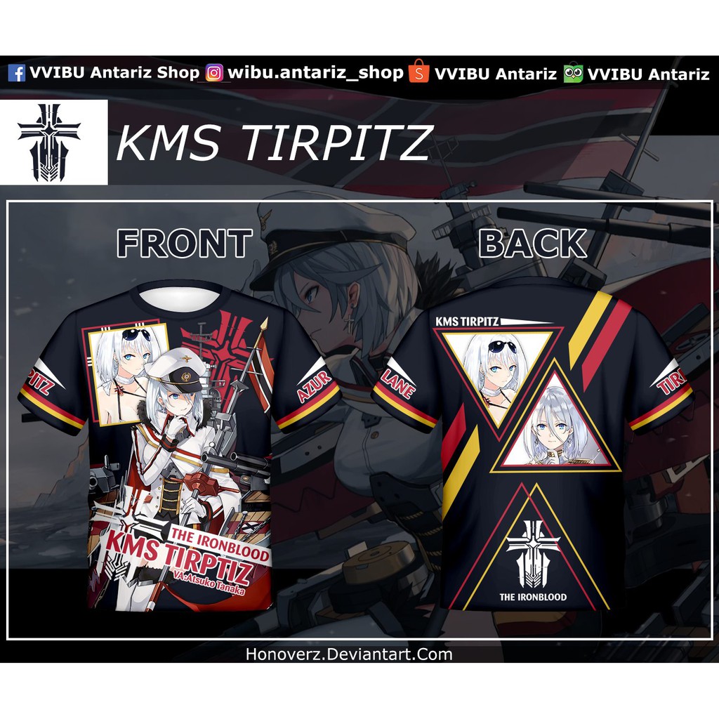 Jual Kaos Fullprint Anime Azur Lane KMS Tirpitz | Shopee Indonesia