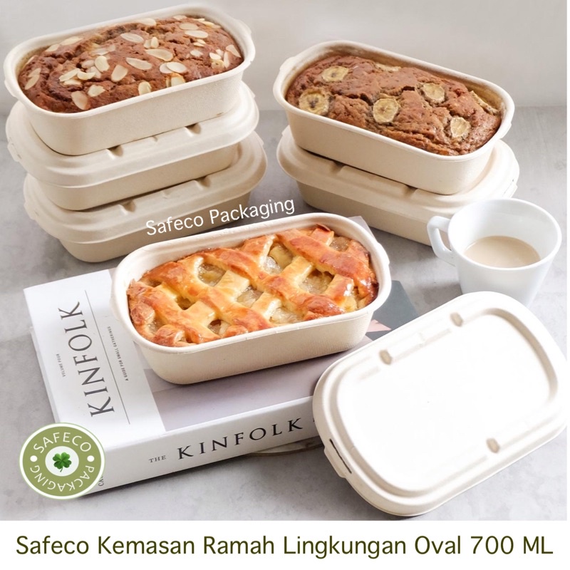 Jual Bagasse Bento Lunch Box Oval 700ML/1C Loyang Cetakan Box Kotak Tempat Makan Cake Kue Roti ...