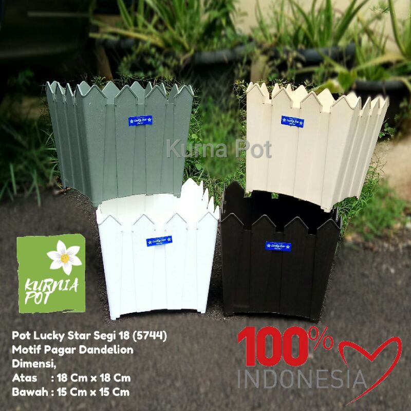 Jual Pot Tanaman Bunga Lucky Star Persegi 18 Cm Motif Pagar Kayu Warna ...