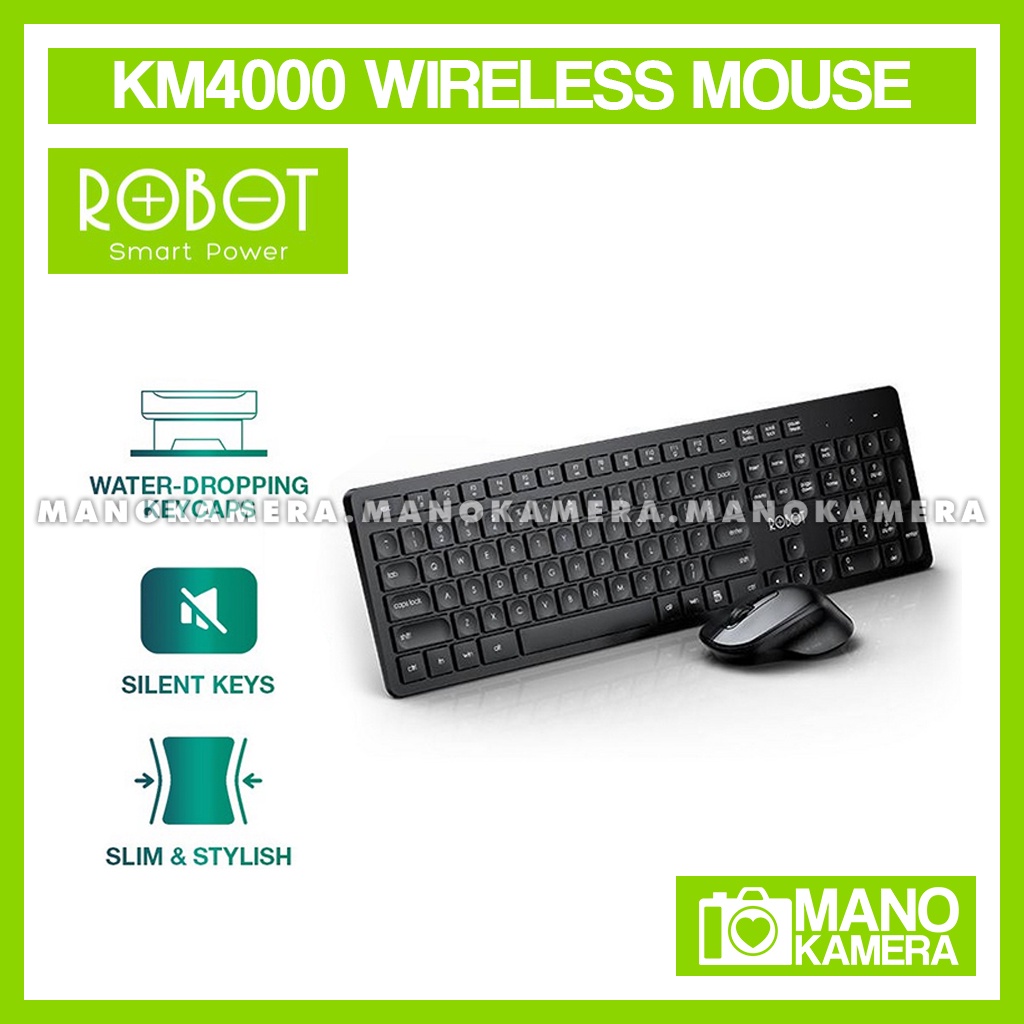 Jual Keyboard Wireless Robot KM4000 Combo Optical Mouse Receiver Usb PC ...