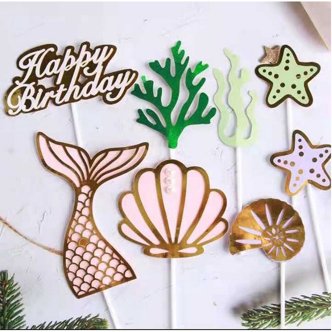 Jual Mermaid Glitter Buntut / Tail Mermaid Topper Cake Birthday ...