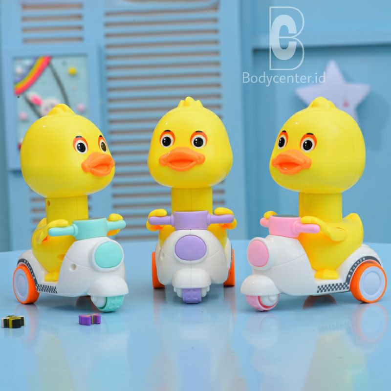 Jual Mainan Anak Bebek Kuning Naik Motor Dipencet Kepala Bisa Maju ...