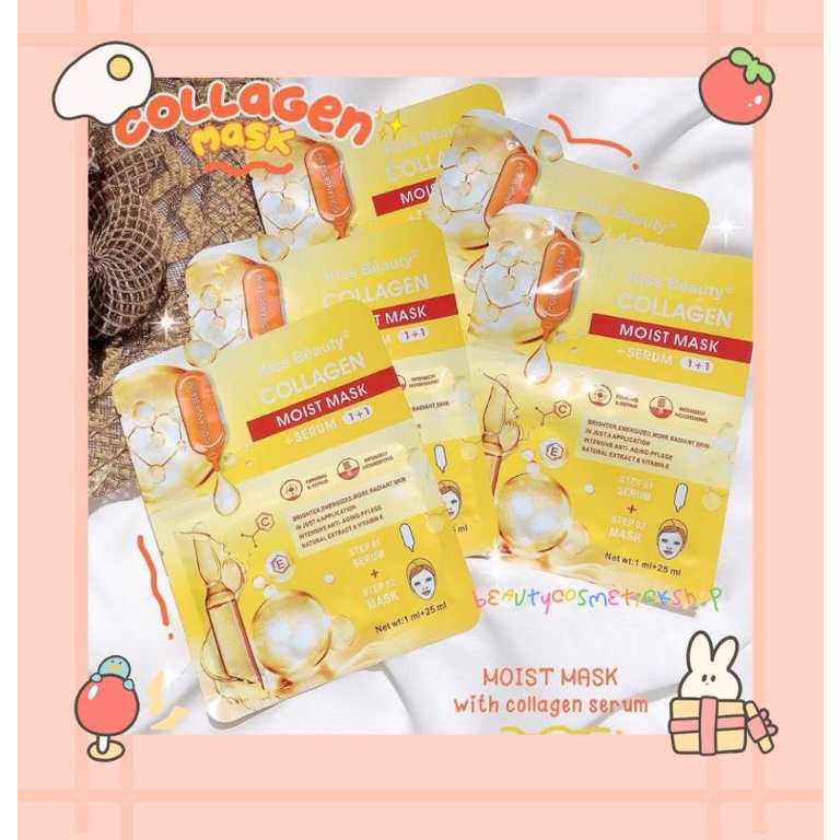 Jual HARGA ECER!!!MASKET SHEET MASK COLLAGEN GLOW KISS BEAUTY 1086CN ...