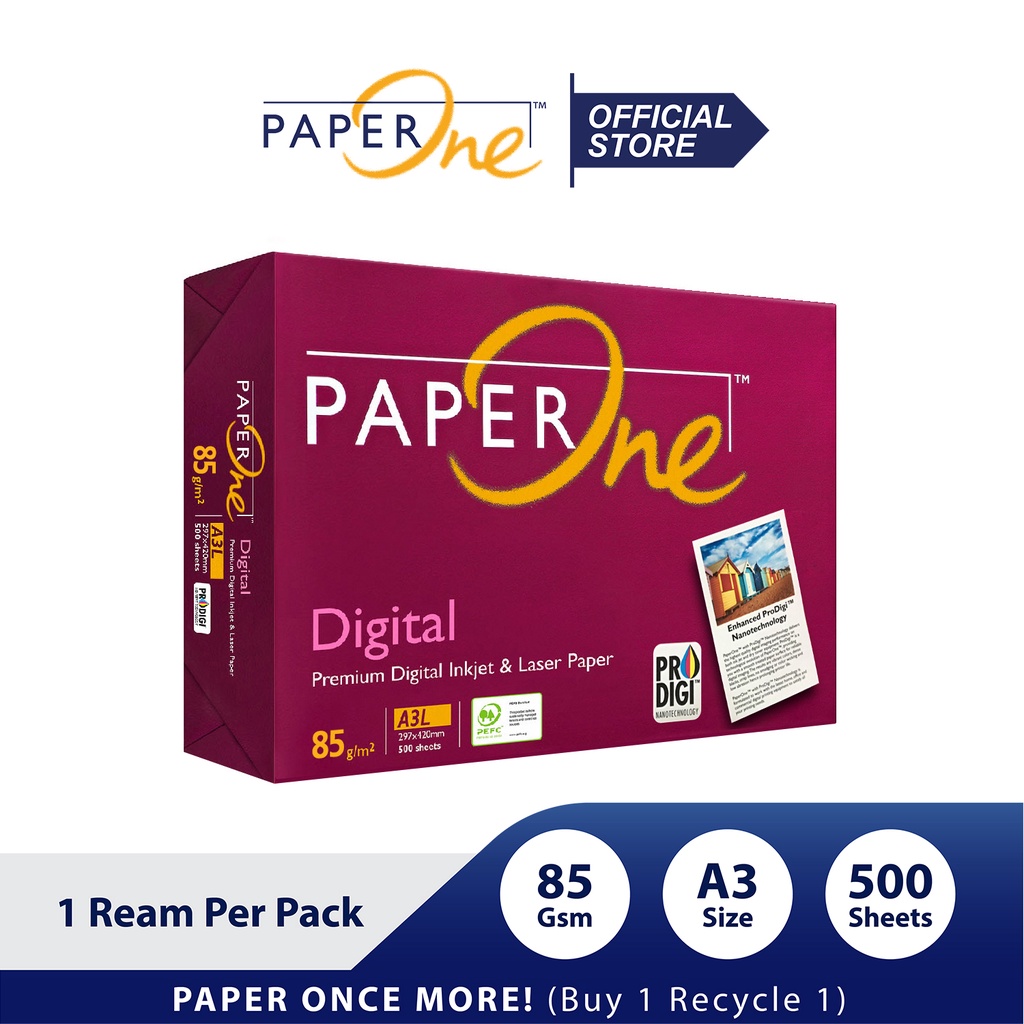Jual PaperOne Kertas A3 85gr Digital 1 Rim (500 lembar) Kertas HVS A3 ...