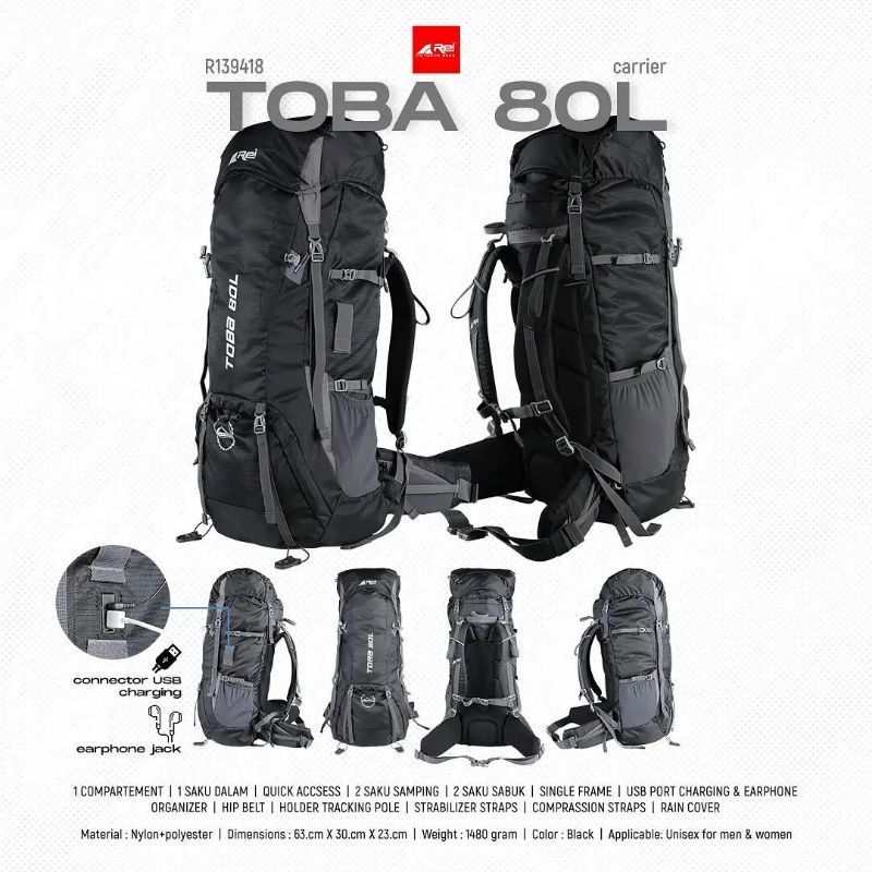 Jual TAS GUNUNG / CARRIER AREI TOBA 80 L ORIGINAL | Shopee Indonesia