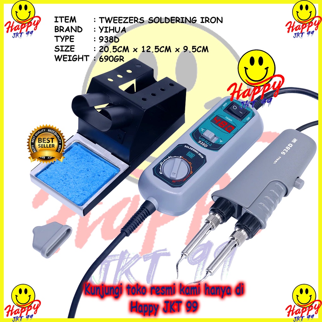 Jual SOLDER YIHUA 938D 938 D HOT TWEZZER SOLDER JEPIT SOLDERING IRON ...