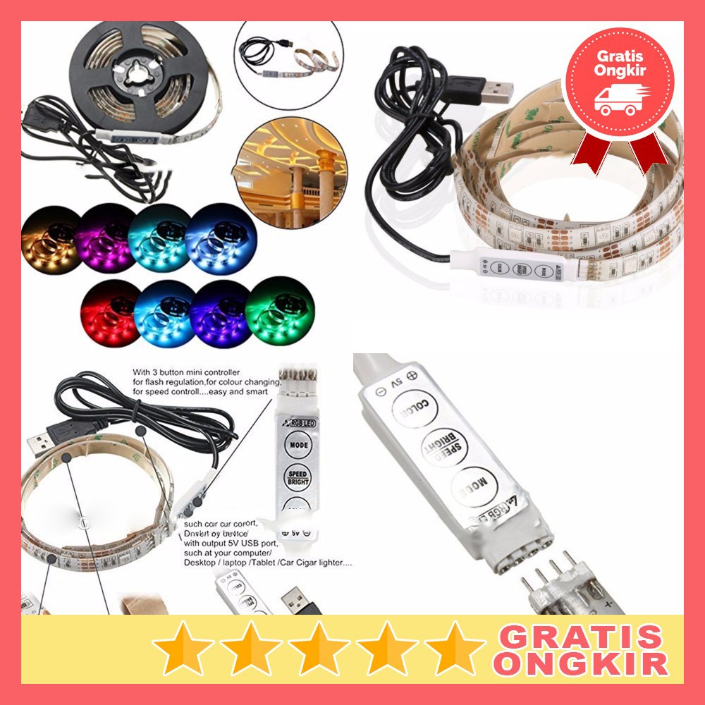 Jual Lampu Led Strip 5050 RGB Mood Light with USB Controller Lampu Hias ...