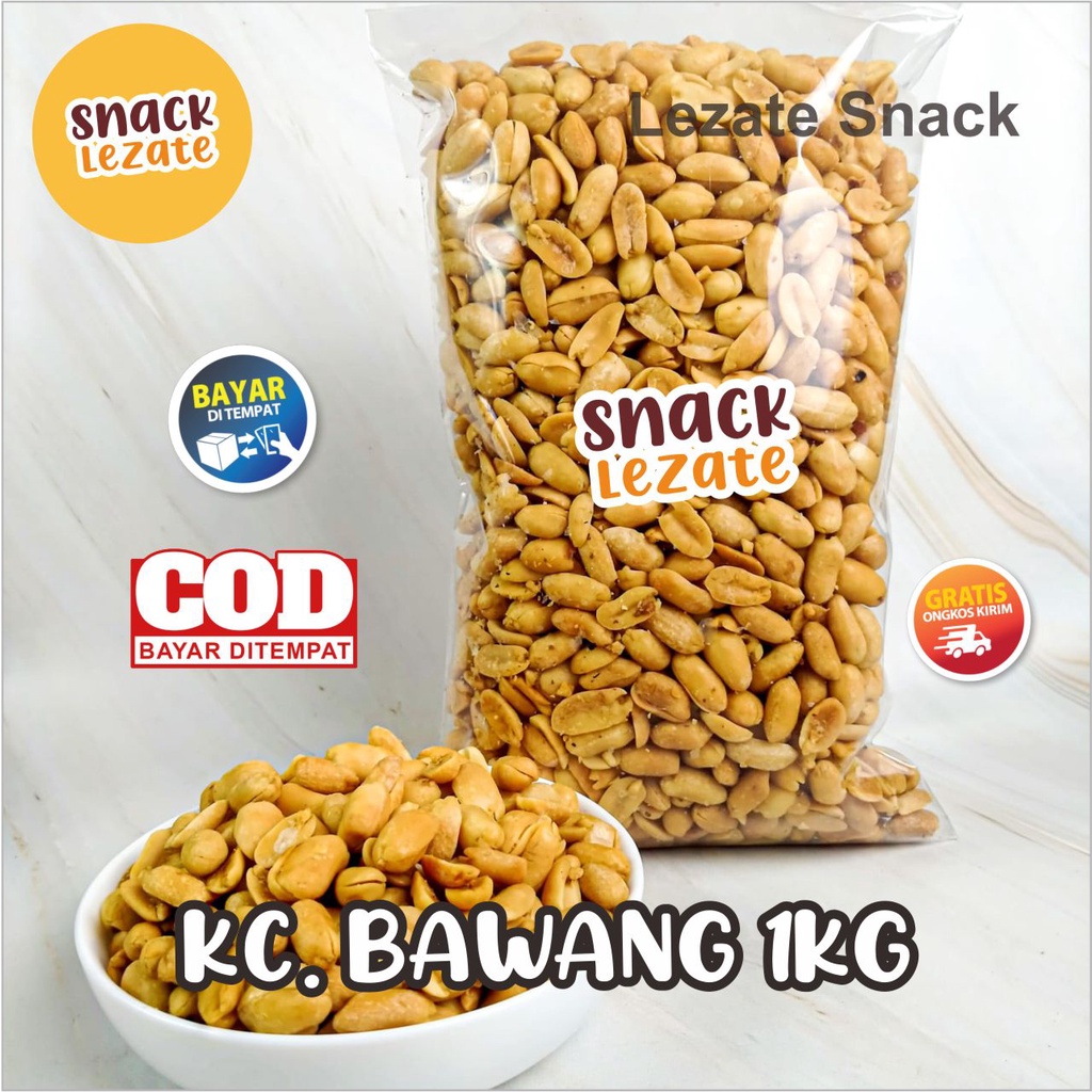 Jual Kacang Bawang Goreng 1kg Gurih Asin / Lacang Bawang Bali Putih ...