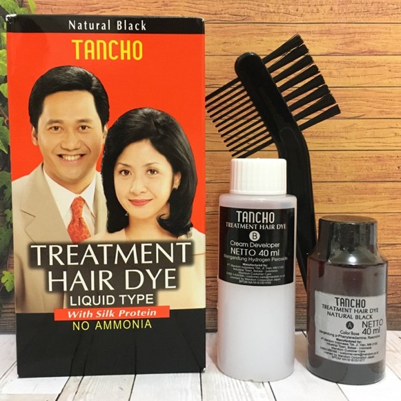 Jual Tancho Hair Dye Liquid Natural Black / Hitam 40 + 40 ml | Shopee ...