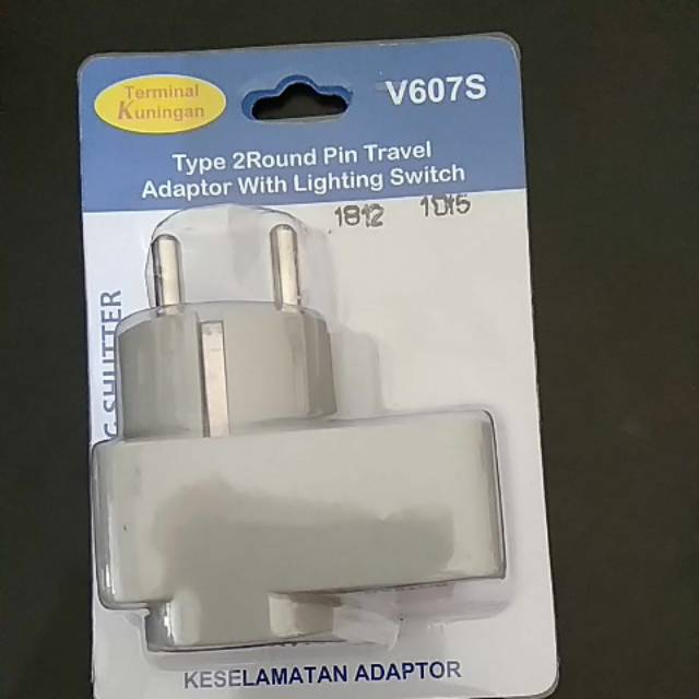 Jual kombinasi 16A type 2round pin travel adaptor with lighting switch ...