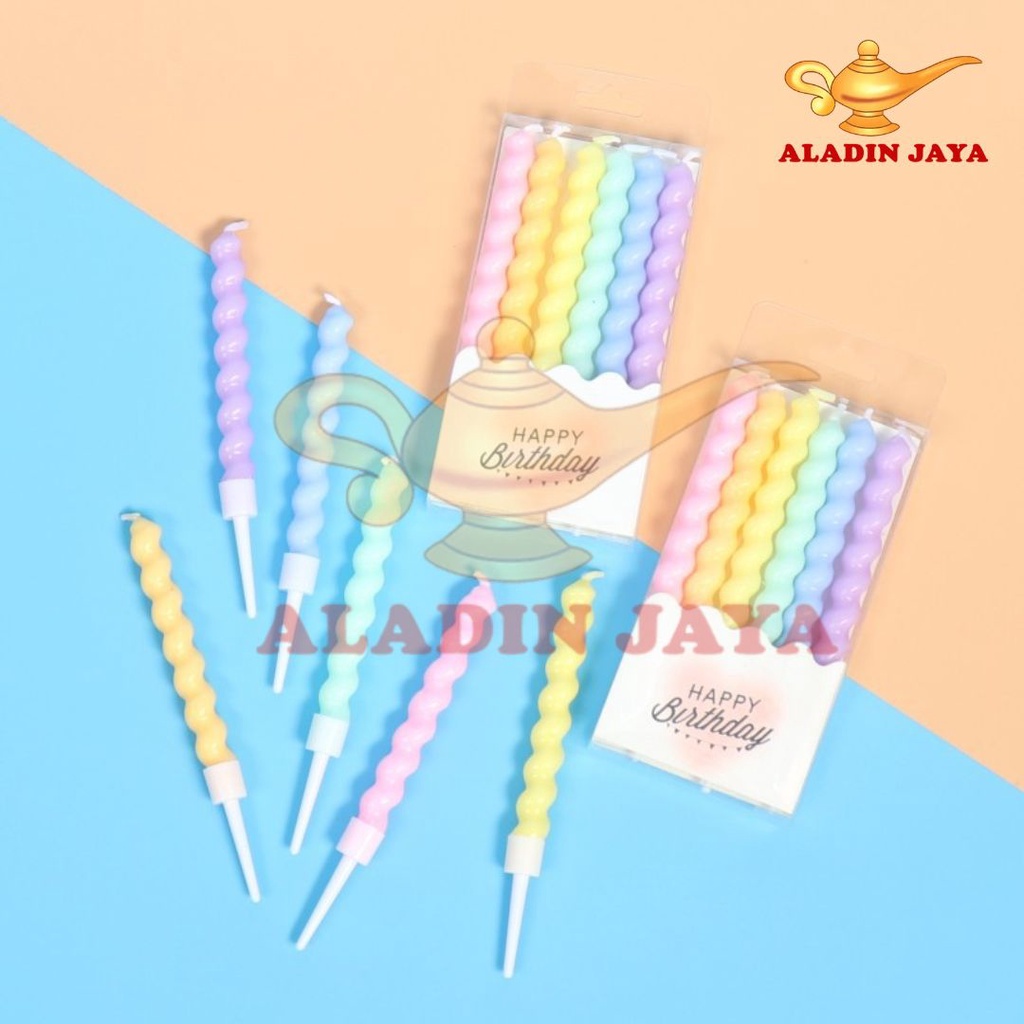 Jual Lilin ulang tahun pastel ulir chubby 6pcs | Shopee Indonesia