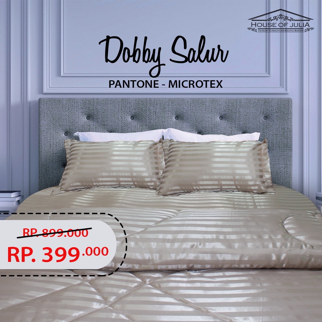 Jual Pantone Polos Dobby Salur Bed Cover Set - Bahan Microtex ...