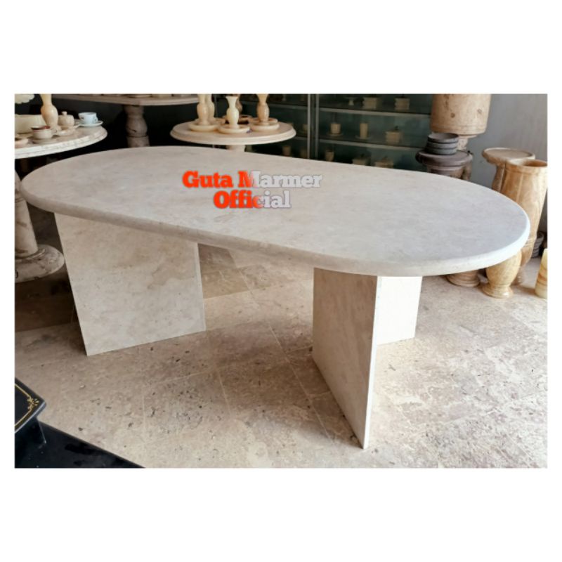 Jual Meja Makan Model Oval Minimalis Batu Marmer Putih | Shopee Indonesia
