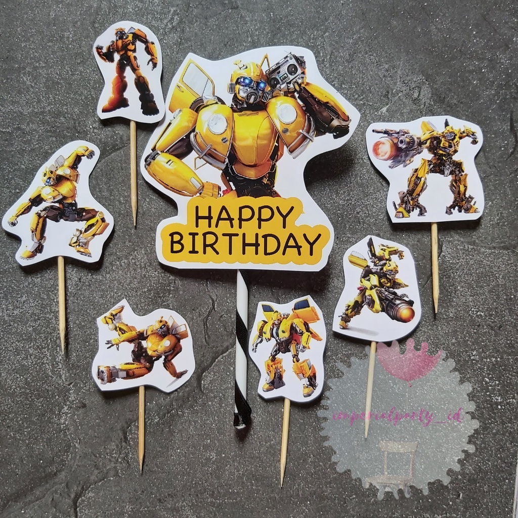 Jual Cake Cupcake Topper Tusukan Kue Happy Birthday Bumblebee ...