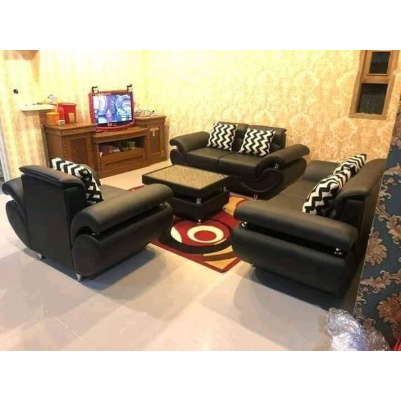 Jual sofa hitam 221 + meja bahan oscar bisa pilih warna lain gratis ...