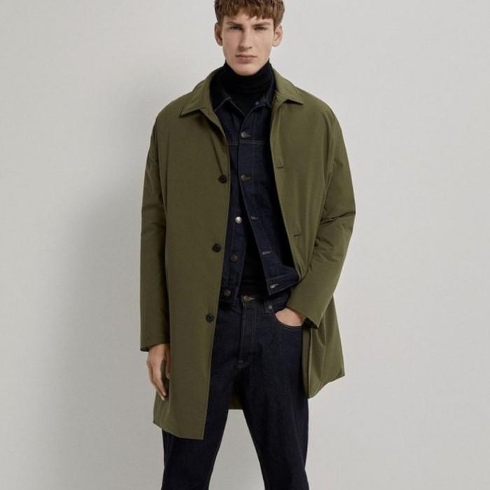 Jual Coat Pria / Long Coat Pria Zara Water Repellent Parka Jacket Olive ...