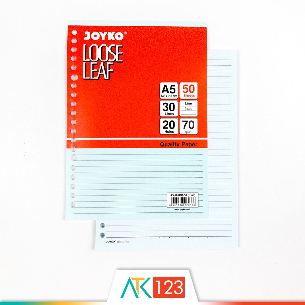 Jual Isi / Refill Kertas Binder / Loose Leaf Warna / Color A5 , 20 Holes isi 50 Lembar Joyko ...