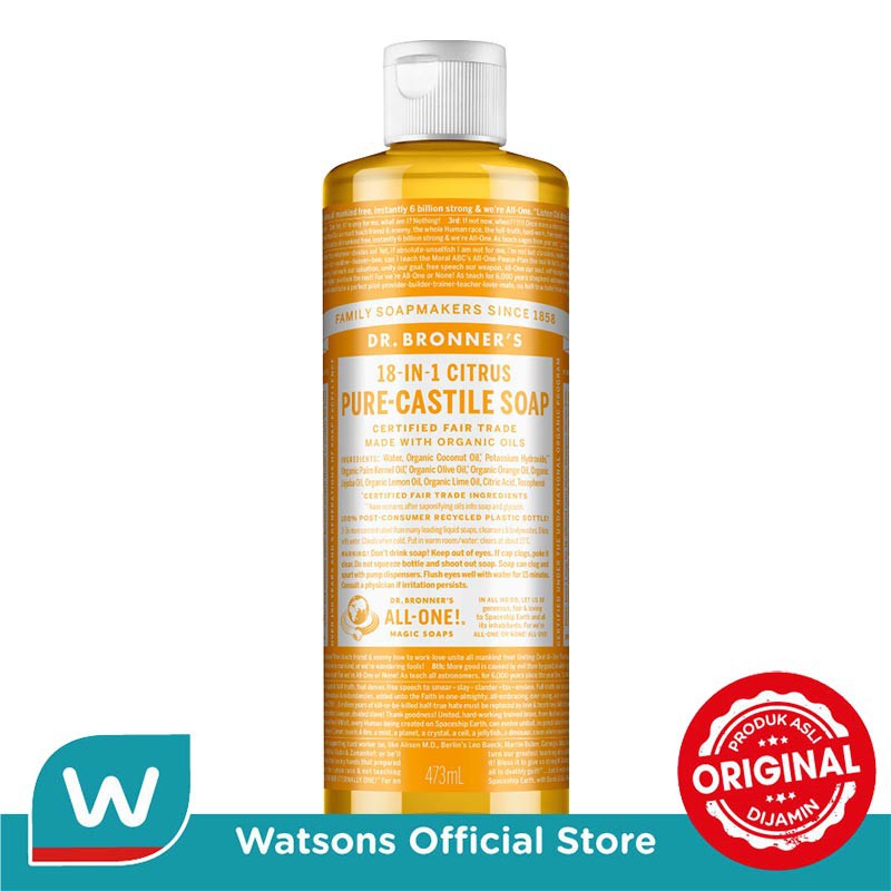 Jual Dr Bronner's Citrus Pure Castile Liquid Soap 473 ml | Shopee Indonesia