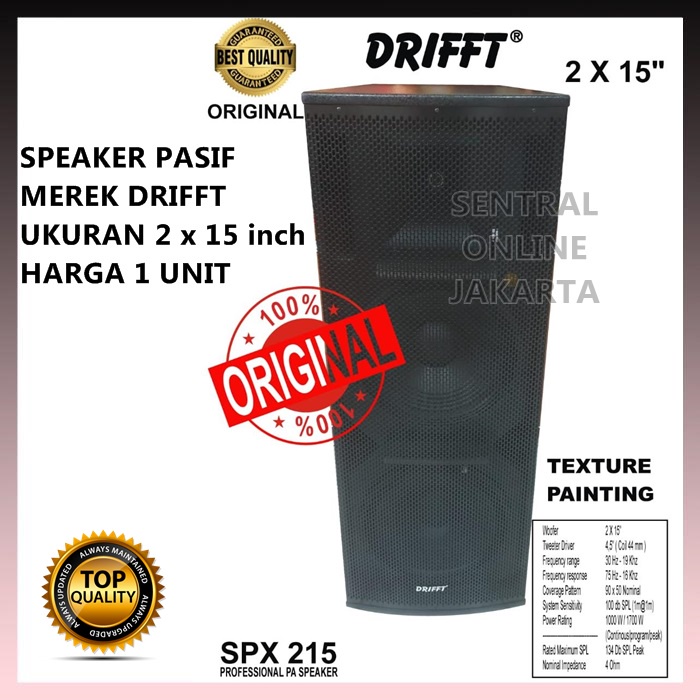 Jual SPEAKER PASIF DRIFFT SPX 215 2x15 DOUBLE 15 inch ORIGINAL SPK PRO BASS | Shopee Indonesia