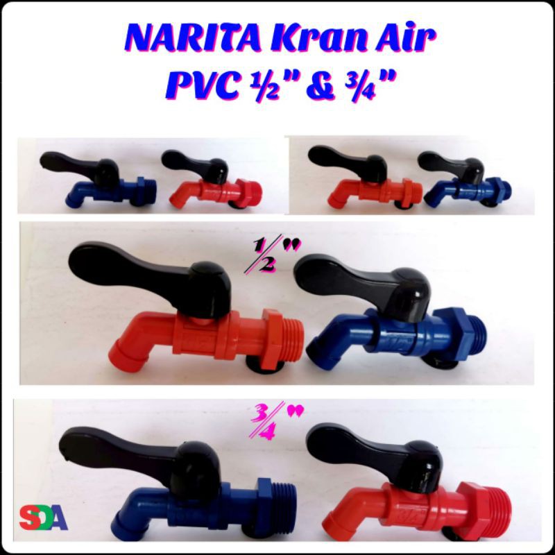 Jual Narita Kran Air PVC Kran Plastik 1/2 3/4 Body Besar Kecil | Shopee ...