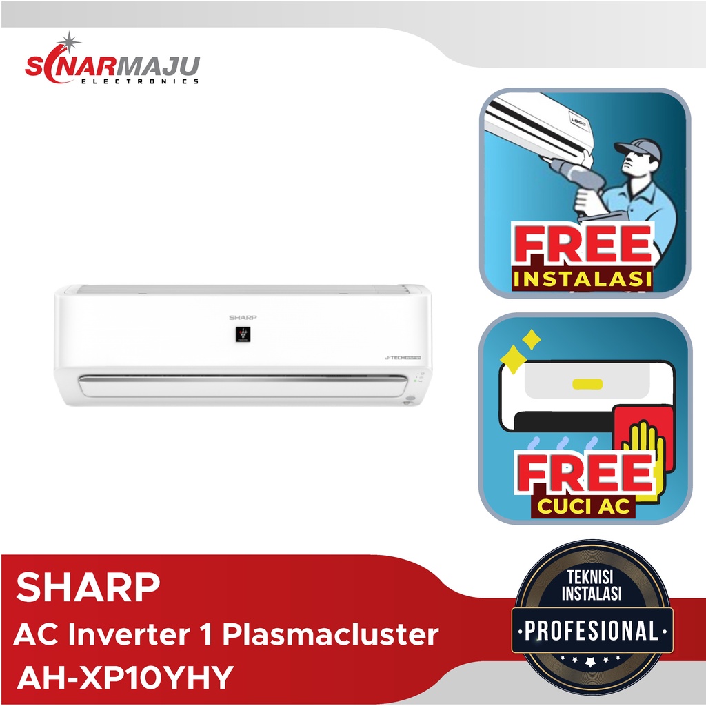 Jual AC Inverter SHARP 1 PK Plasmacluster Smart AC AH-XP10YHY AHXP10YHY Free Instalasi + Cuci AC ...