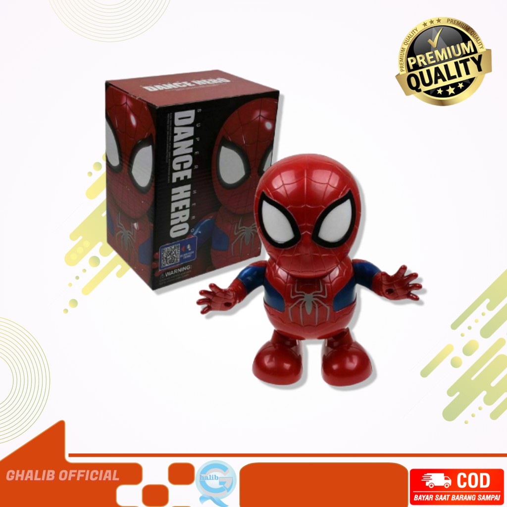 Jual Spiderman Super Hero Dance Robot Joget Nari Lampu Musik Avenger ...