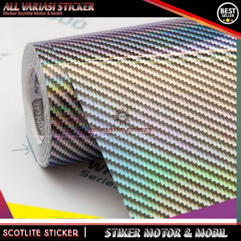 Jual STIKER MOTOR STICKER WARNA PELANGI HOLOGRAM SCOTLET CARBON KARBON ...