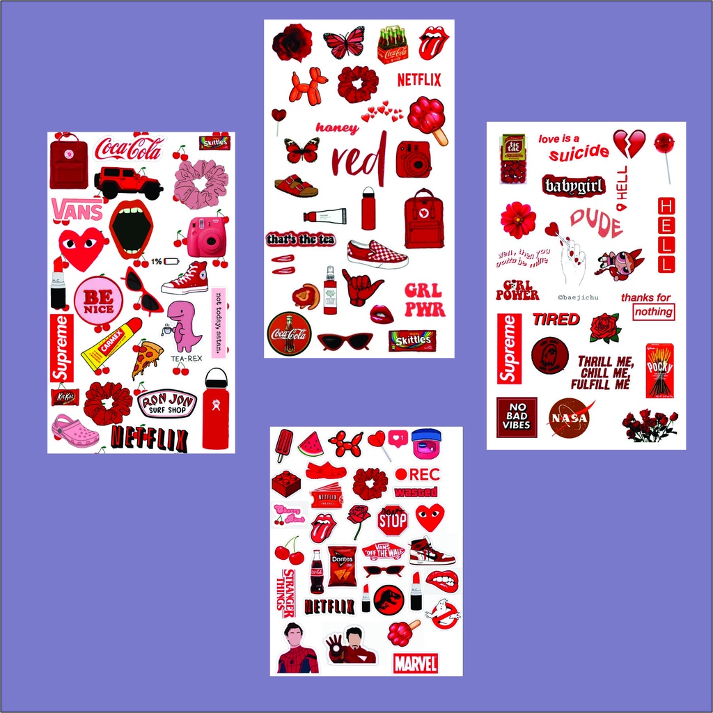 Jual [RED EDITION] sticker pack aesthetic journaling korean custom ...