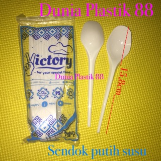 Jual isi 25PC SENDOK PUTIH SUSU VICTORY makan plastik panjang grade ...