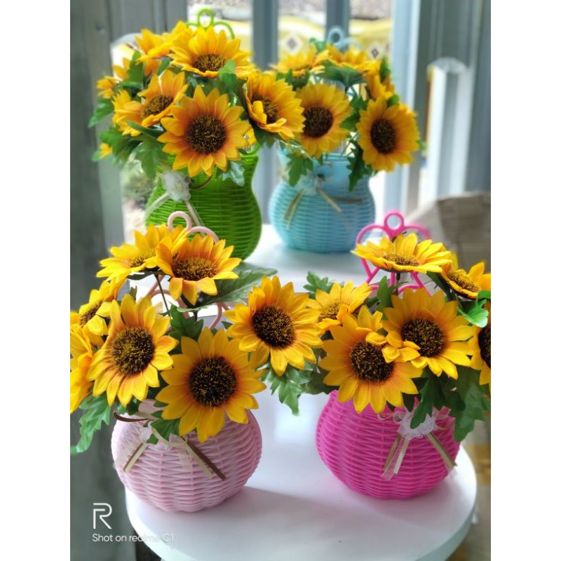 Jual bunga matahari lengkap vas | Shopee Indonesia