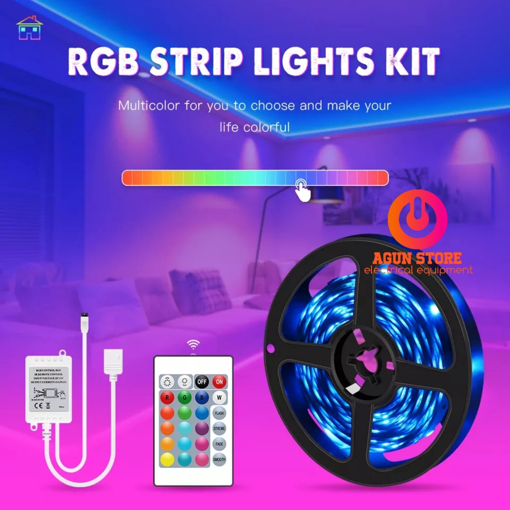Jual LED Strip RGB 5 Meter SMD 3528 RGB + Remote + Modul + Adaptor ...