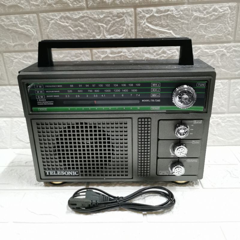 Jual TELESONIC TR 7345 RADIO VINTAGE JADUL FM MW SW 3 BANDS RECEIVER AC ...
