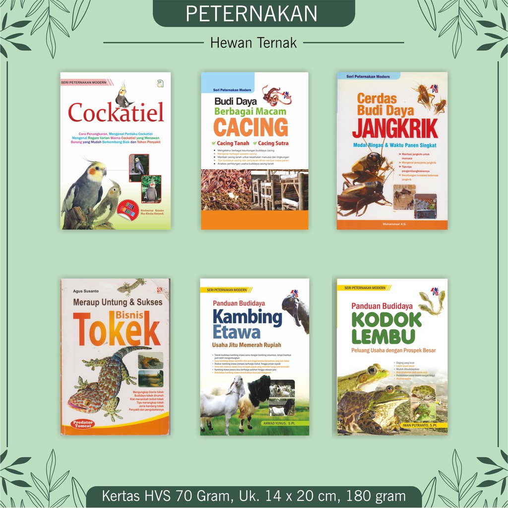 Jual BUKU PETERNAKAN BETERNAK CACING JANGKRIK TOKEK KAMBING ETAWA KODOK ...