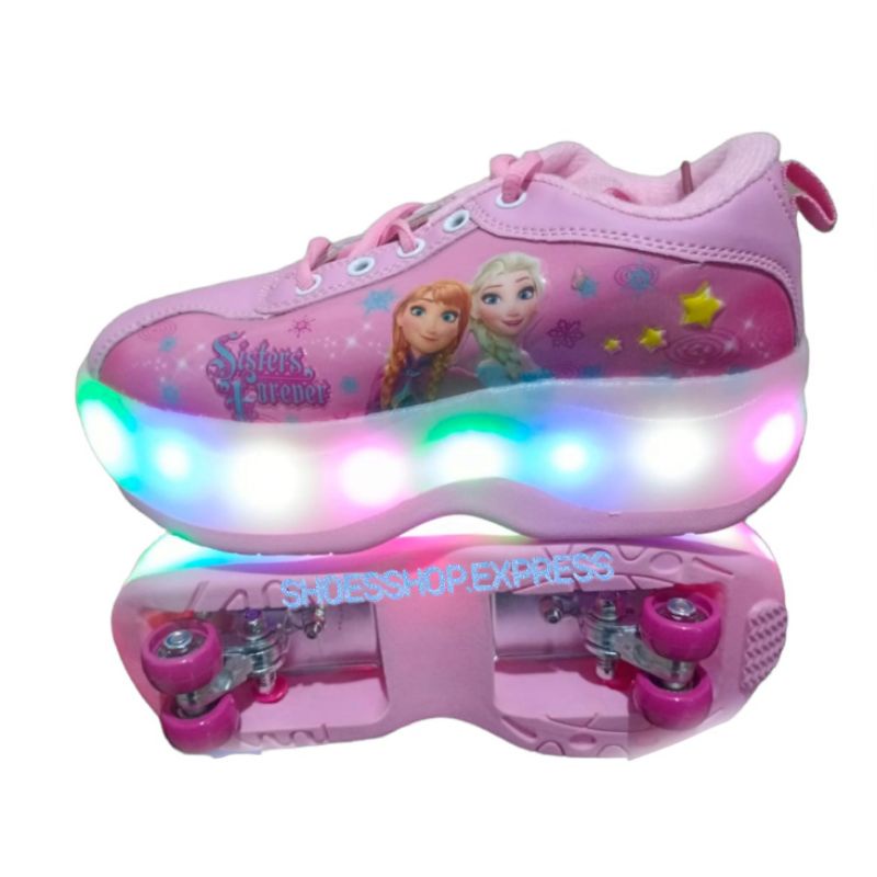 Jual Sepatu Roda Lampu 4 Frozen Pink Sneakers Anak Cewe Original Import ...