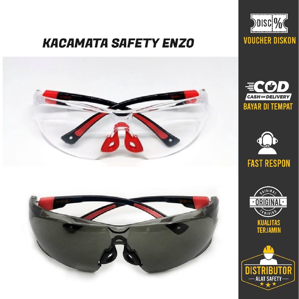 Jual KACAMATA SAFETY APD FASHION SPORTY GLASSES ANTI FOG UV RESISTANT ENZO | Shopee Indonesia