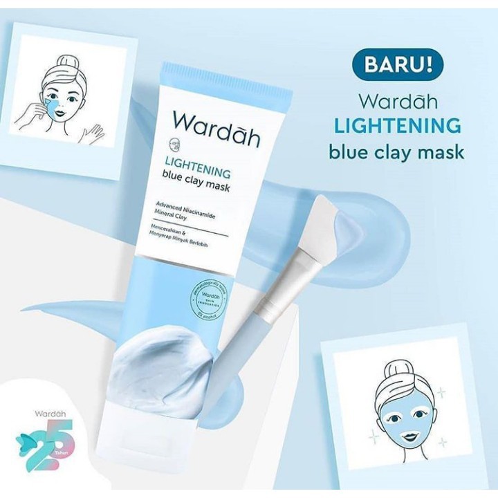 Jual Wardah Lightening Blue Clay Mask Facial Mask 50ml | Shopee Indonesia