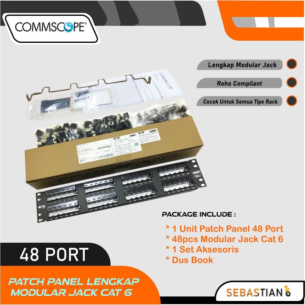 Jual Patch Panel 48 Port Cat6 Commscope Cat 6 Patchpanel Untuk Modular ...